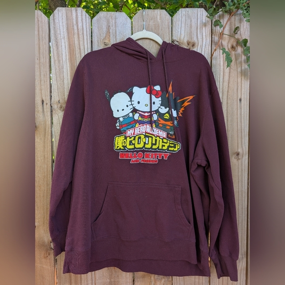 Sanrio | Shirts | Hello Kitty X My Hero Academia Maroon Graphic Hoodie ...